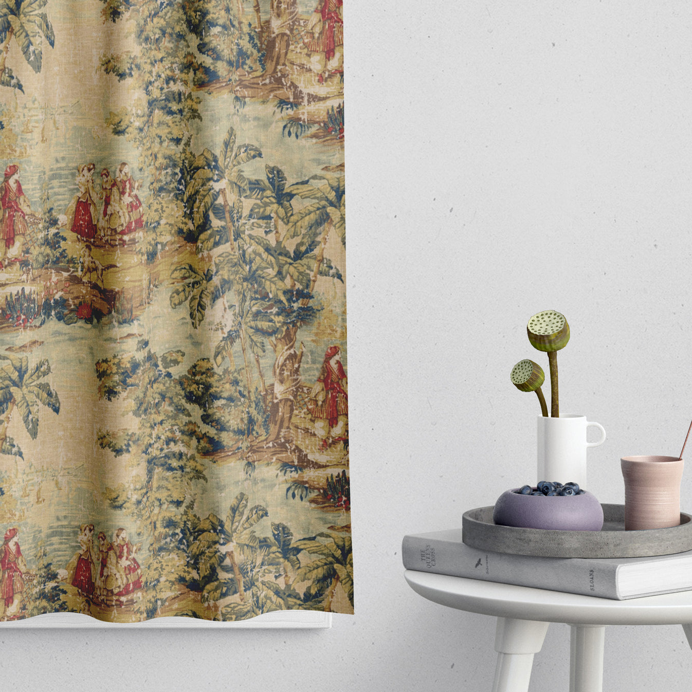 Tailored Tier Curtains in Bosporus Antique Red Toile – Carolina Linens